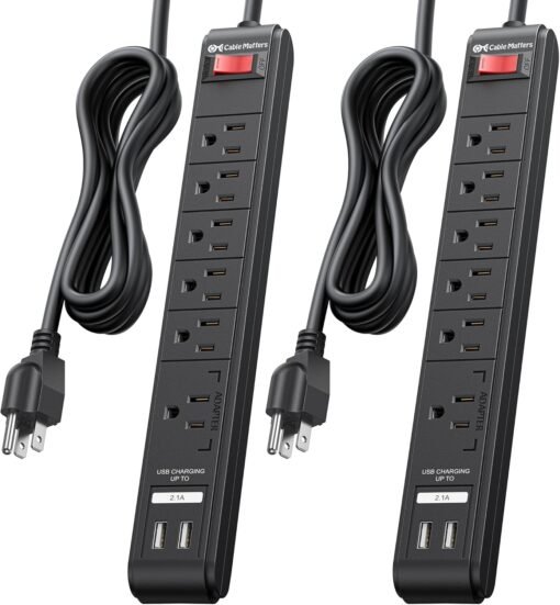 6 Way, 2USB Ports, Power Extension Cable with surge Protection | Tronik ...